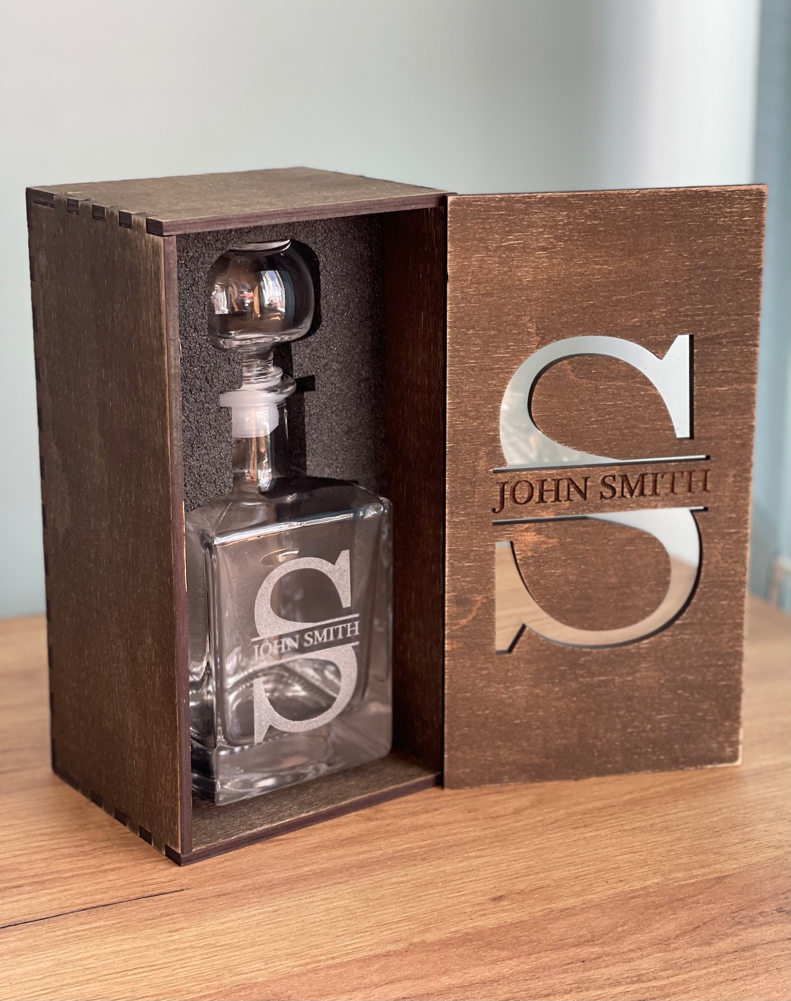 Personalized Decanter With Wooden Box Custom Decanter Set - Etsy