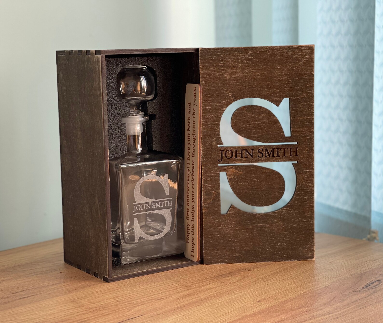 Personalized Decanter With Wooden Box Custom Decanter Set - Etsy