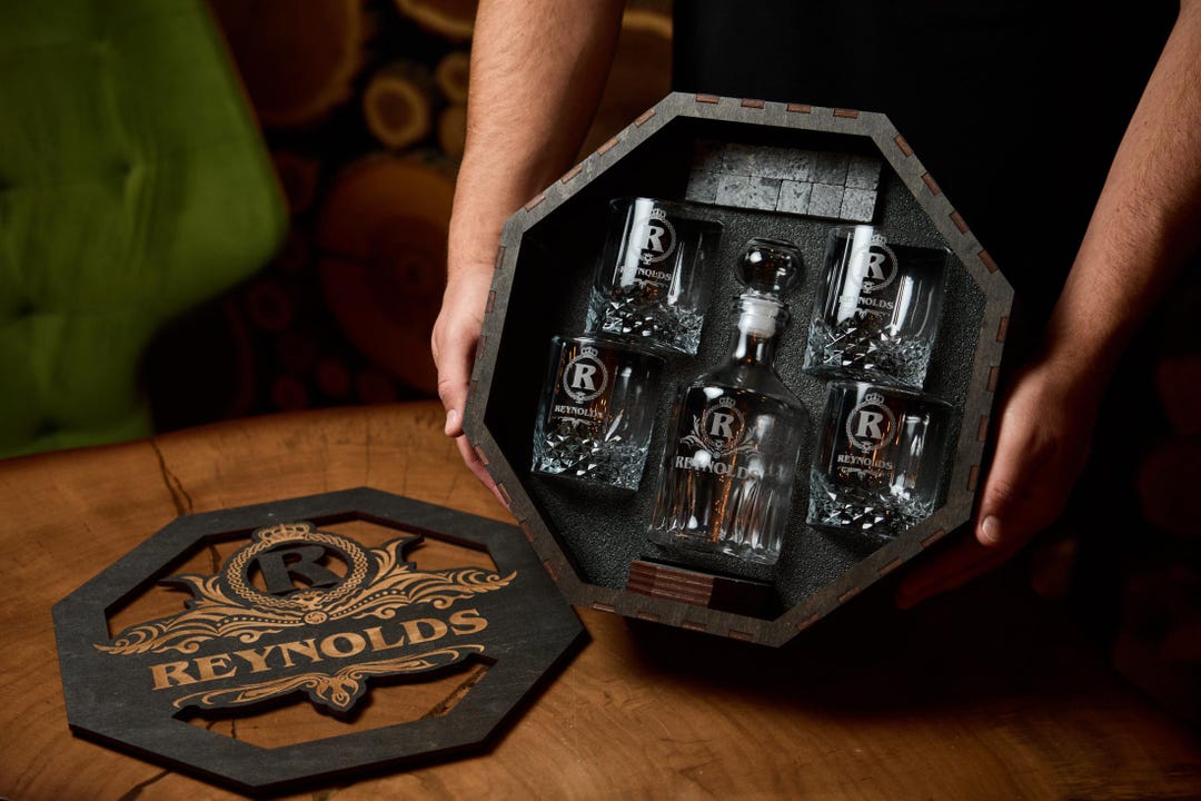 Custom Barware Set, Whiskey Decanter Set, Husband Gift, Christmas Gift ...