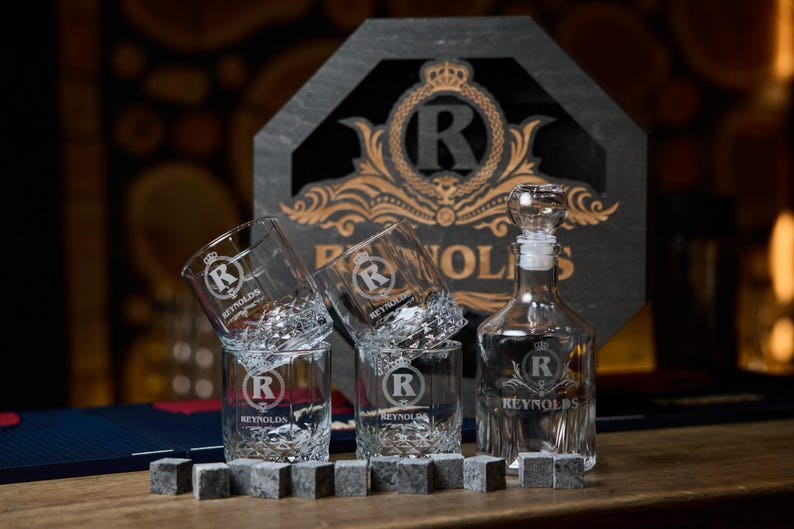 Custom Barware Set, Whiskey Decanter Set, Husband Gift, Christmas Gift ...