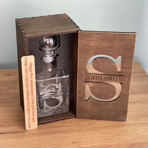 Personalized Decanter With Wooden Box, Custom Decanter Set, Whiskey ...