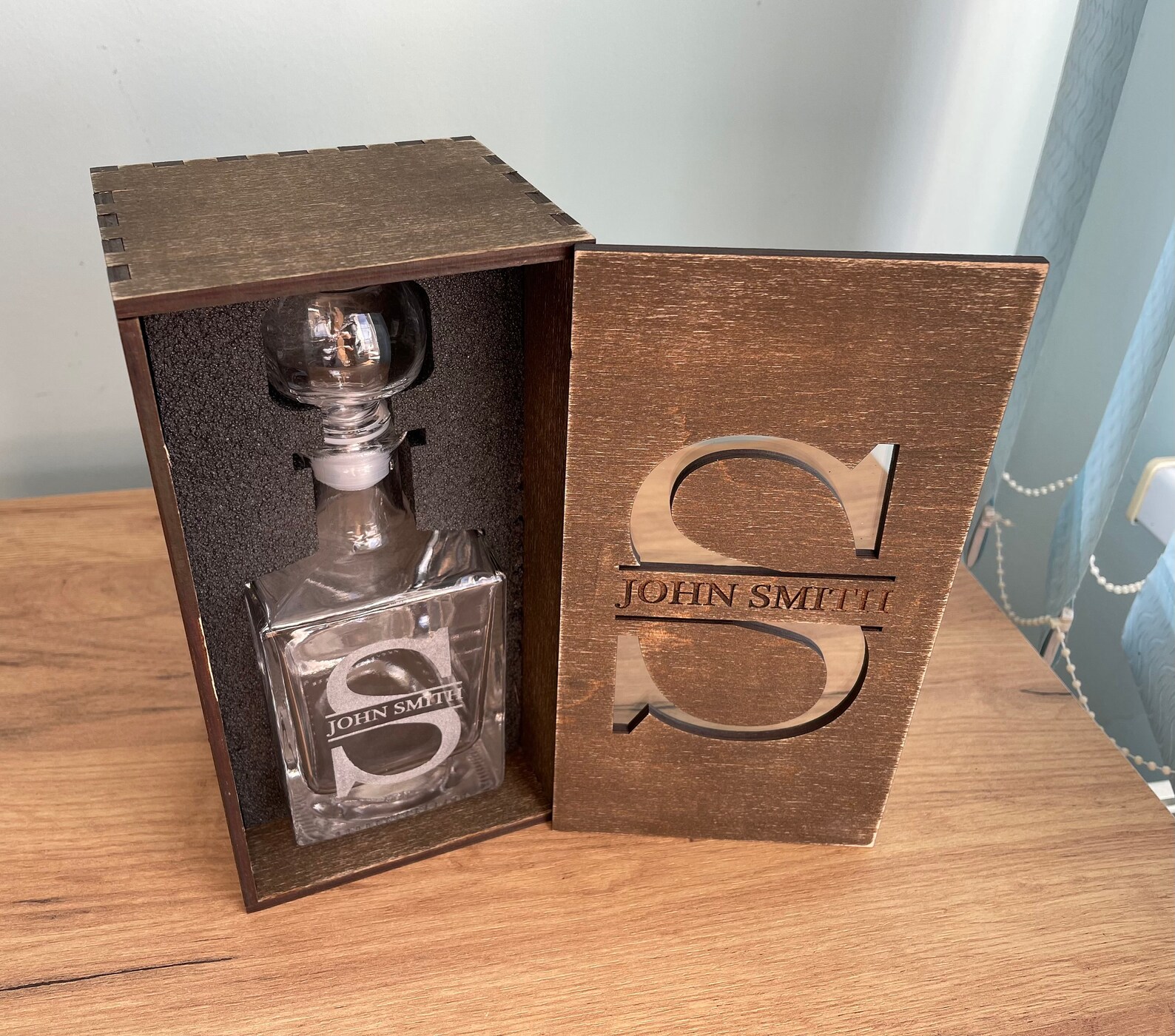 Personalized Decanter With Wooden Box Custom Decanter Set - Etsy