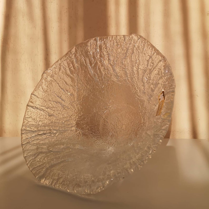 Large Magnor Crystal Glass Bowl. Vintage Norwegian Glass Bowl. Textured ...