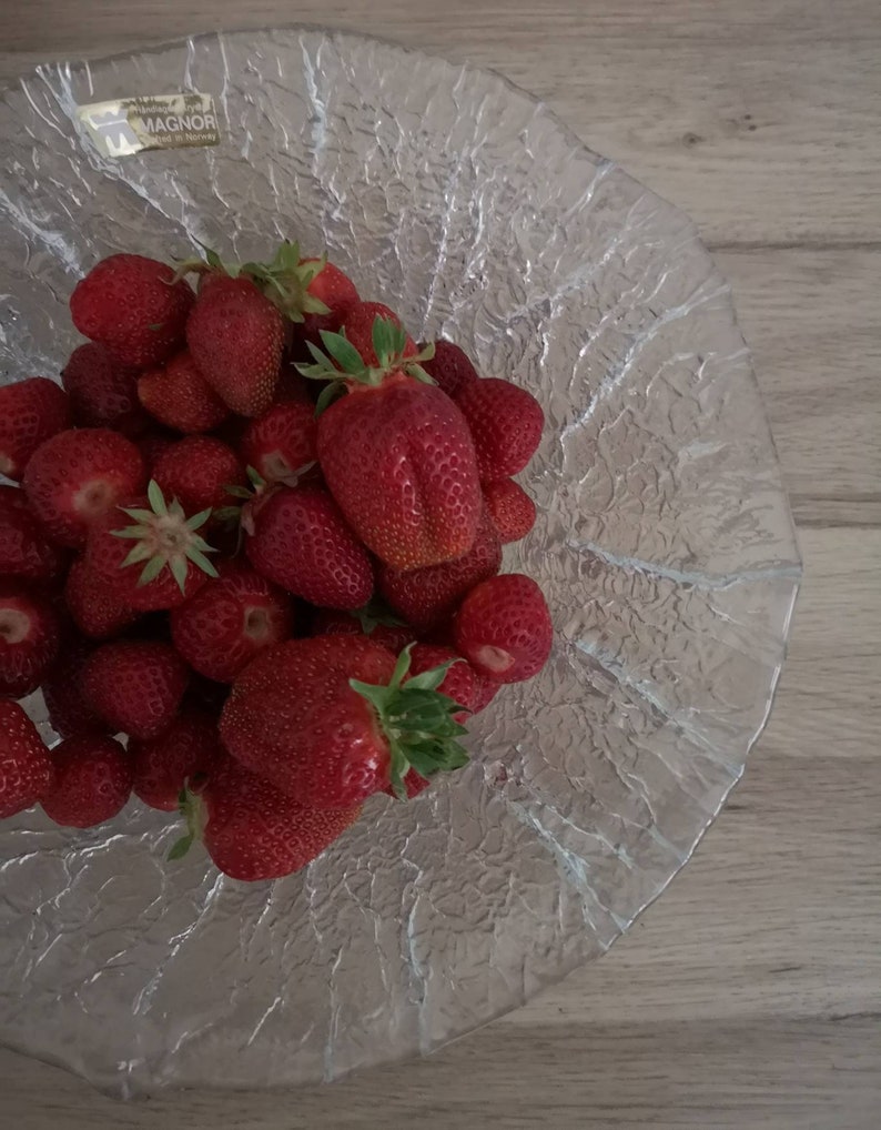 Large Magnor Crystal Glass Bowl. Vintage Norwegian Glass Bowl. Textured ...