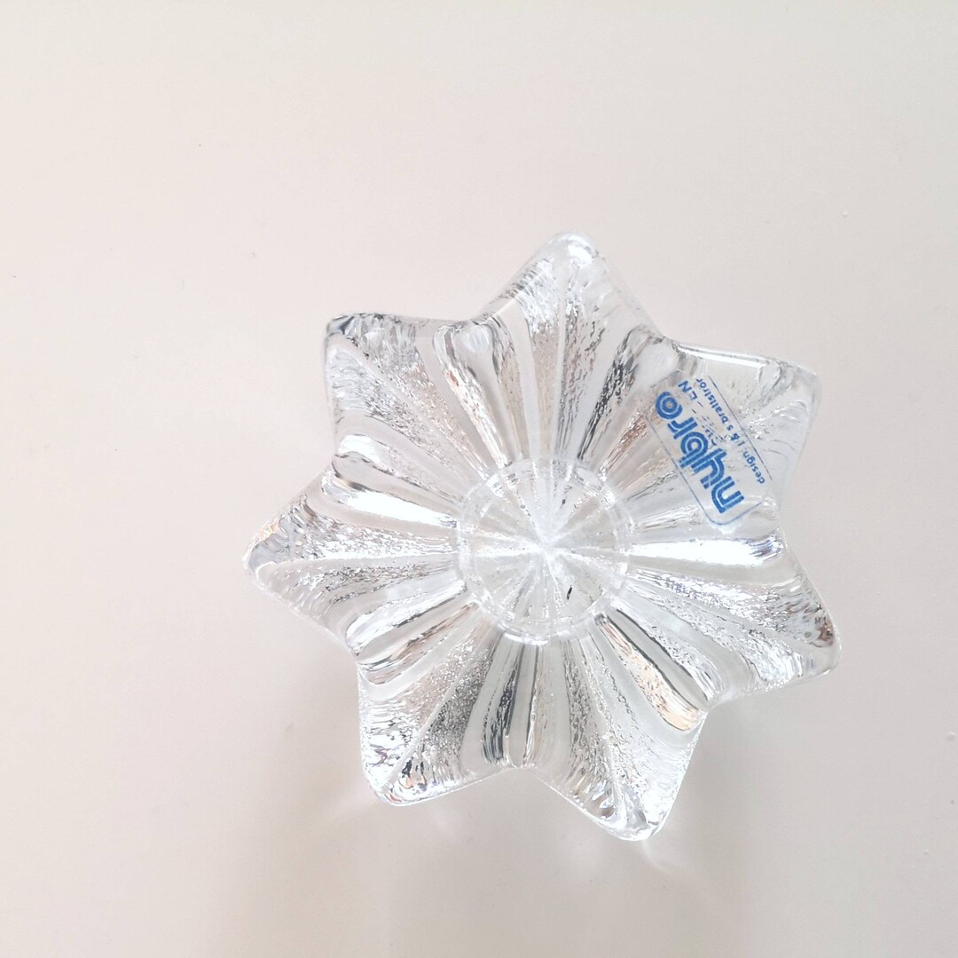 Nybro Crystal Glass Candlestick Holder. Vintage Swedish Glass Candle ...