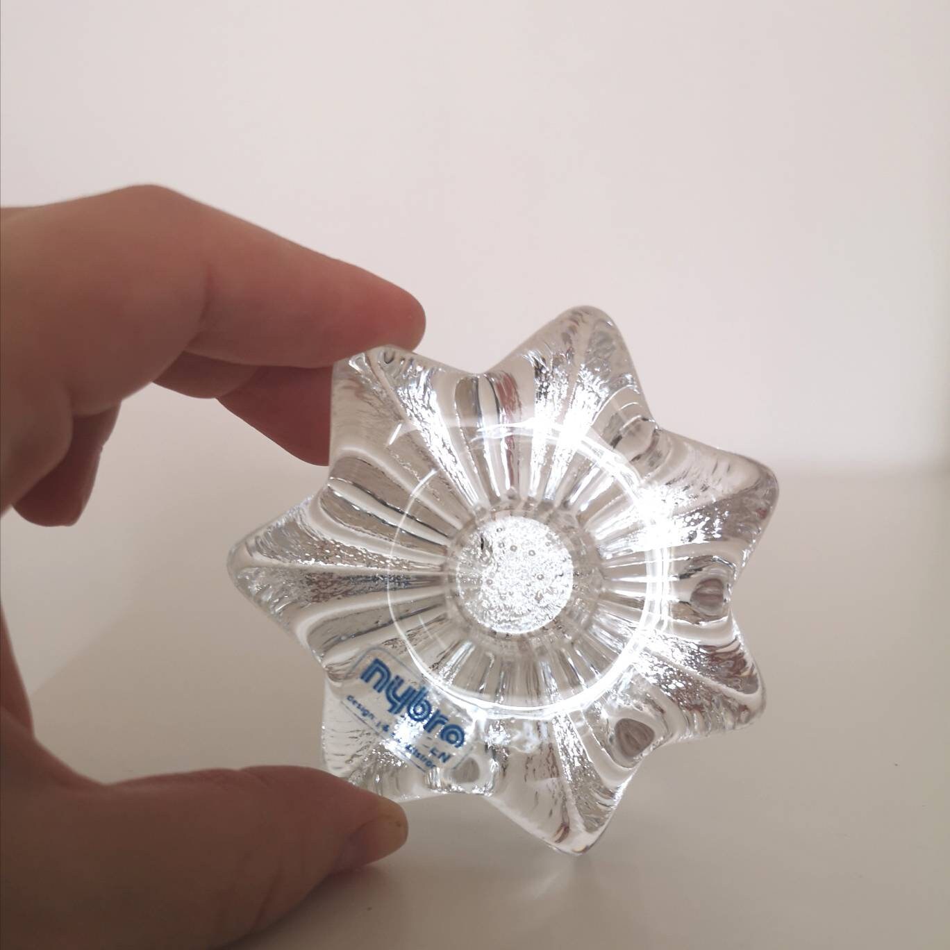 Buy Nybro Crystal Glass Candlestick Holder. Vintage Swedish Glass ...
