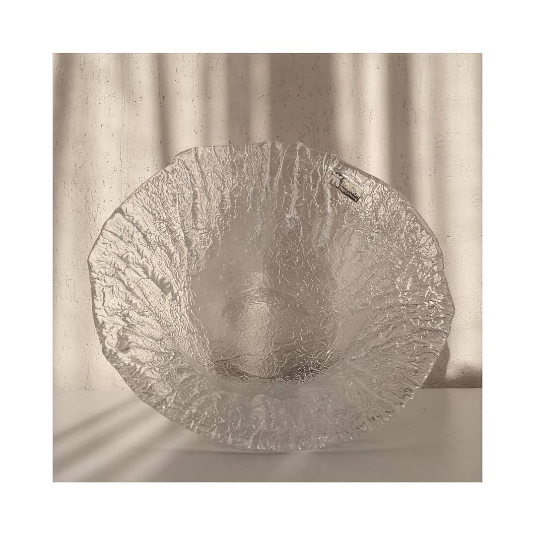 Large Magnor Crystal Glass Bowl. Vintage Norwegian Glass Bowl. Textured ...