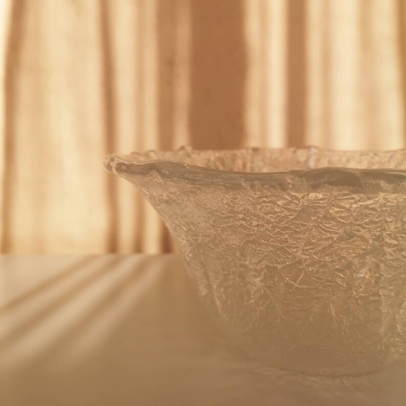 Large Magnor Crystal Glass Bowl. Vintage Norwegian Glass Bowl. Textured ...