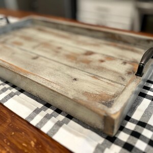 Rustic Distressed Wood Serving Tray: Light Gray Ottoman Tray With ...