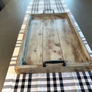 Rustic Distressed Wood Serving Tray: Light Gray Ottoman Tray With ...