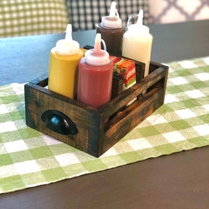 Rustic Condiment and Napkin Caddy With 4 Condiment Bottles - Etsy