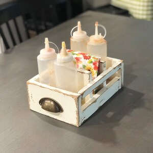 Rustic Condiment and Napkin Caddy With 4 Condiment Bottles - Etsy