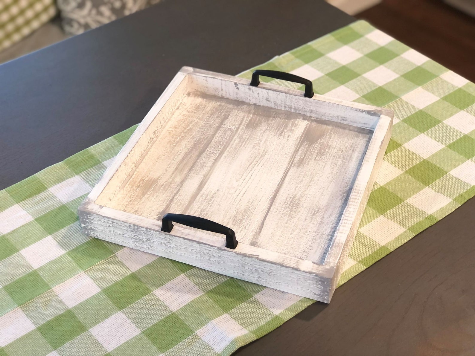 Rustic Farmhouse Square Wood Tray, Red White and Blue Trays for ...