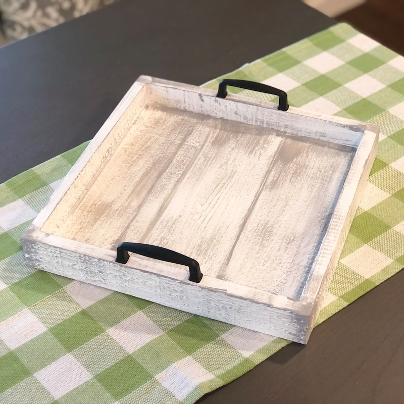 Rustic Wood Square Tray - Etsy