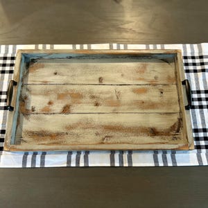 Rustic Distressed Wood Serving Tray: Light Gray Ottoman Tray With ...