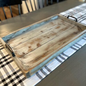 Rustic Distressed Wood Serving Tray: Light Gray Ottoman Tray With ...