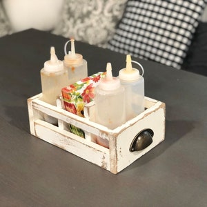 Rustic Condiment and Napkin Caddy With 4 Condiment Bottles - Etsy