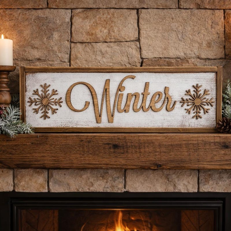 Wood Rectangle Winter Sign - Etsy