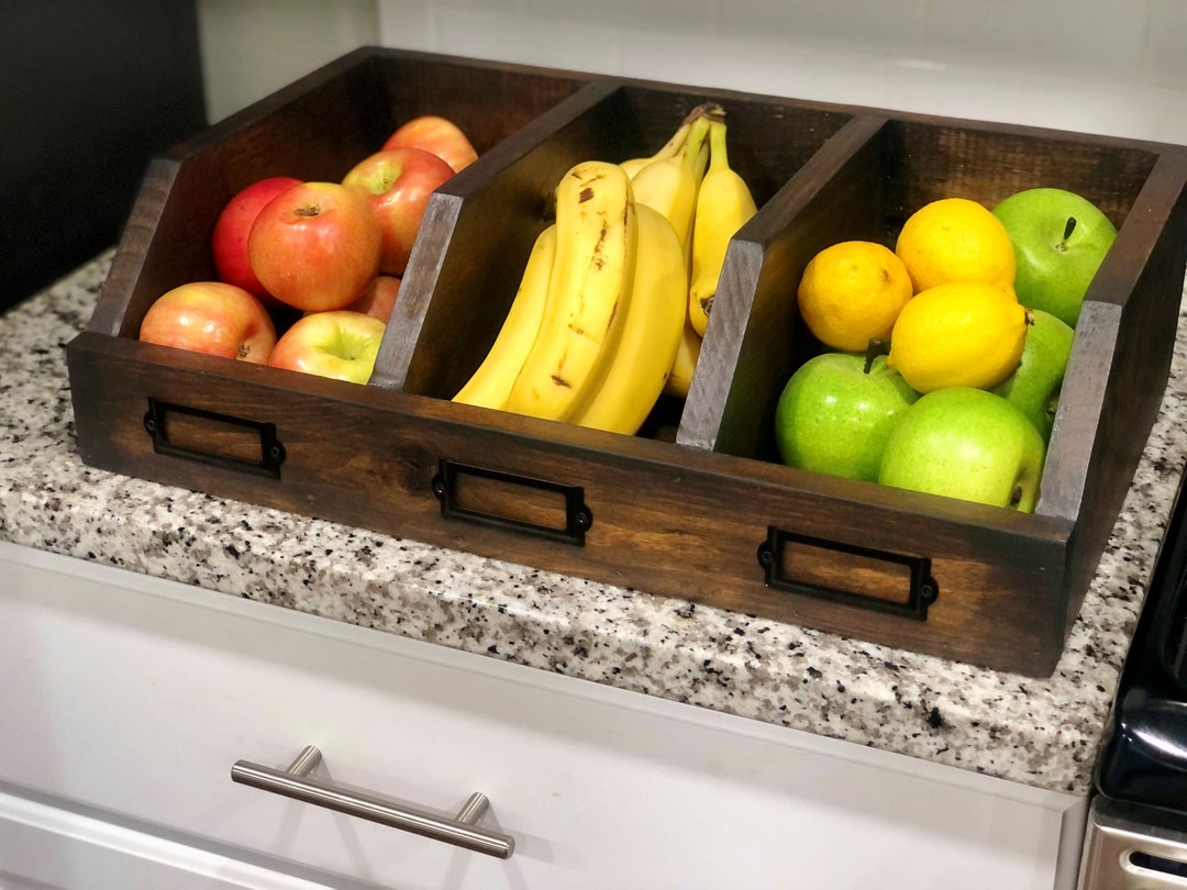 Farmhouse Produce Storage Bin for Countertop, Harvest Bin - Etsy