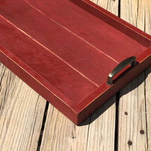 Rustic Farmhouse Red Wood Serving Tray Ottoman Tray Mothers Day Gift ...