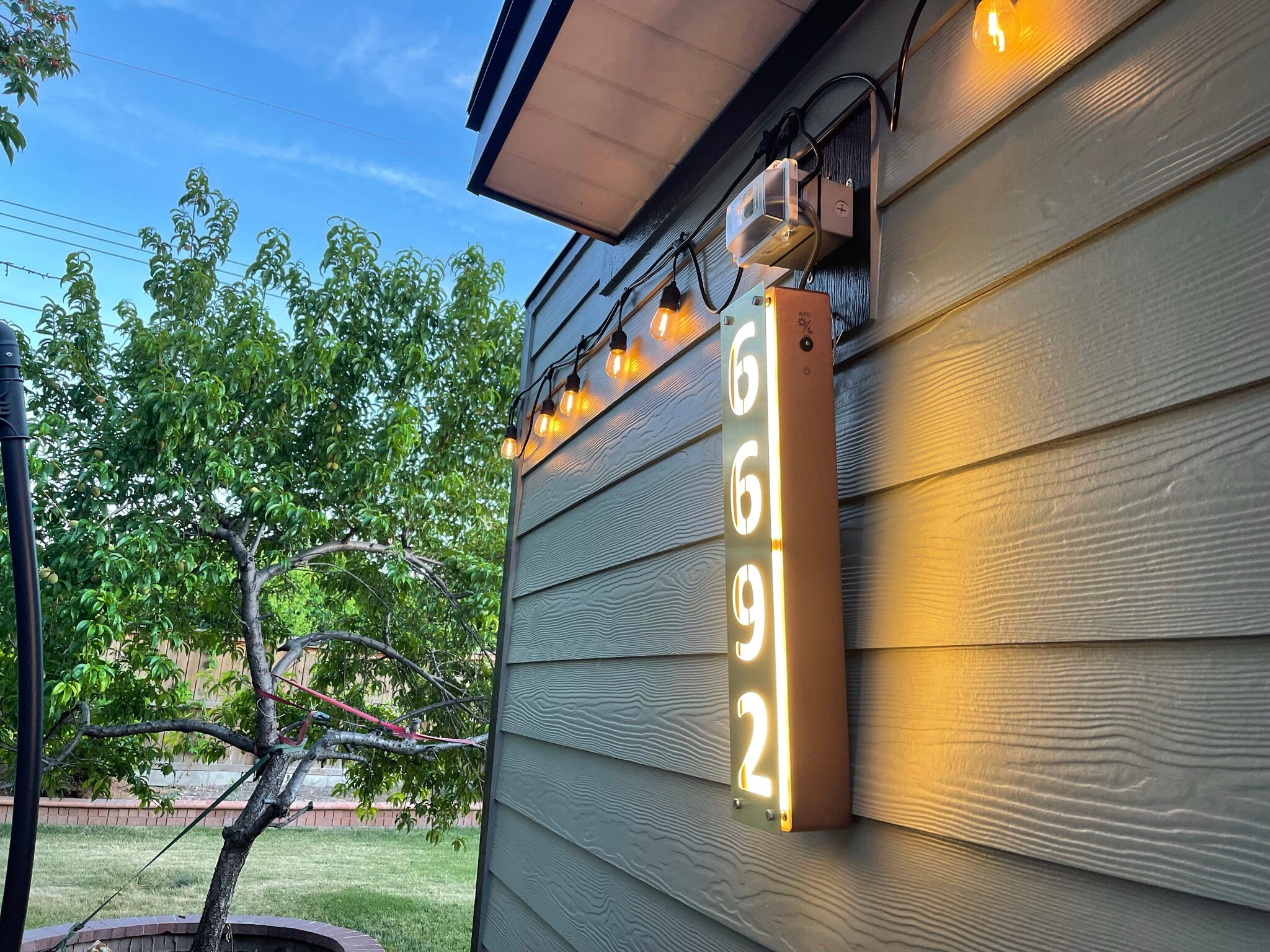Modern Lighted House Numbers and Porch Light, Address Plaque, Porch ...