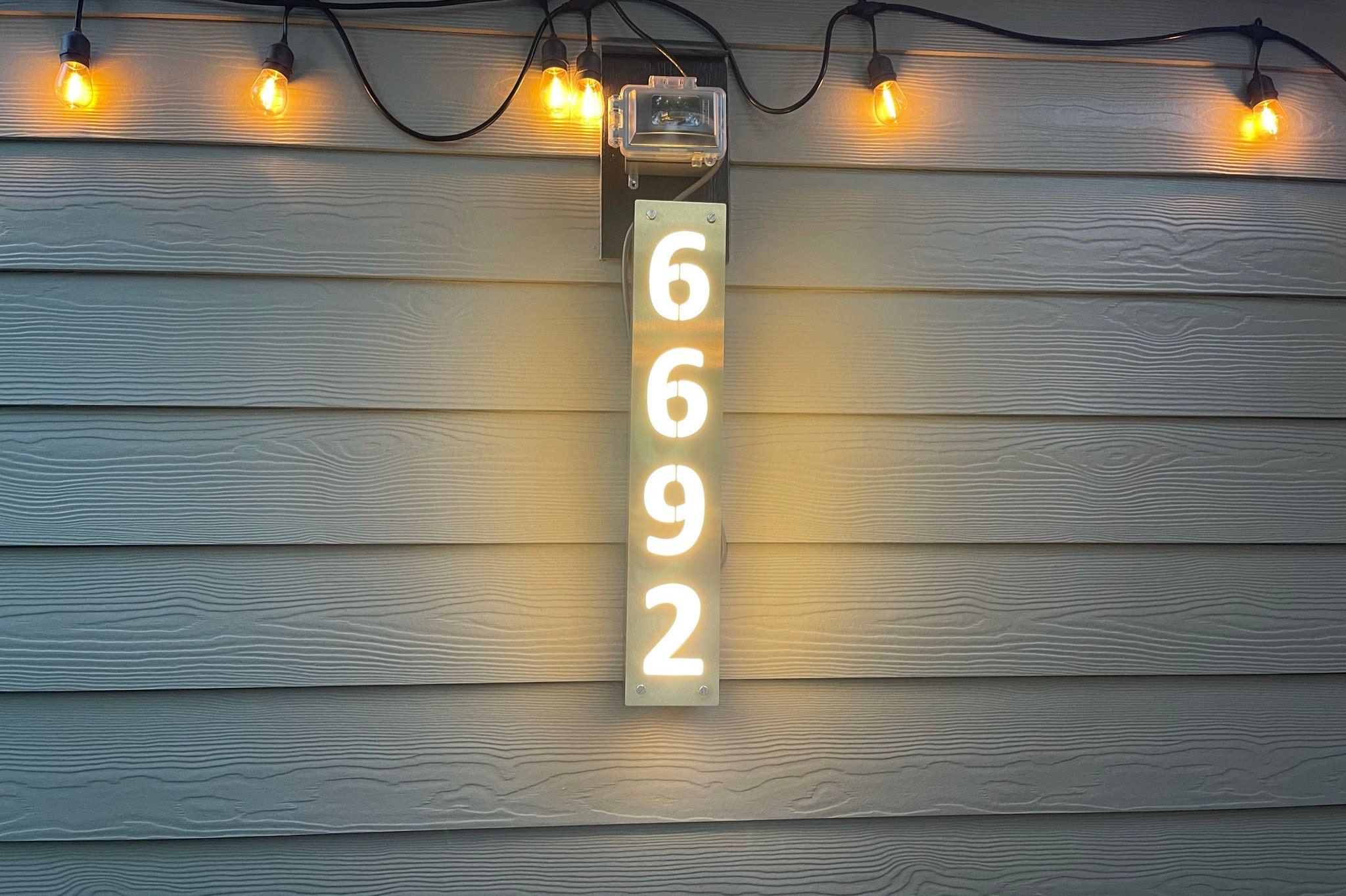 Modern Lighted House Numbers and Porch Light, Address Plaque, Porch ...