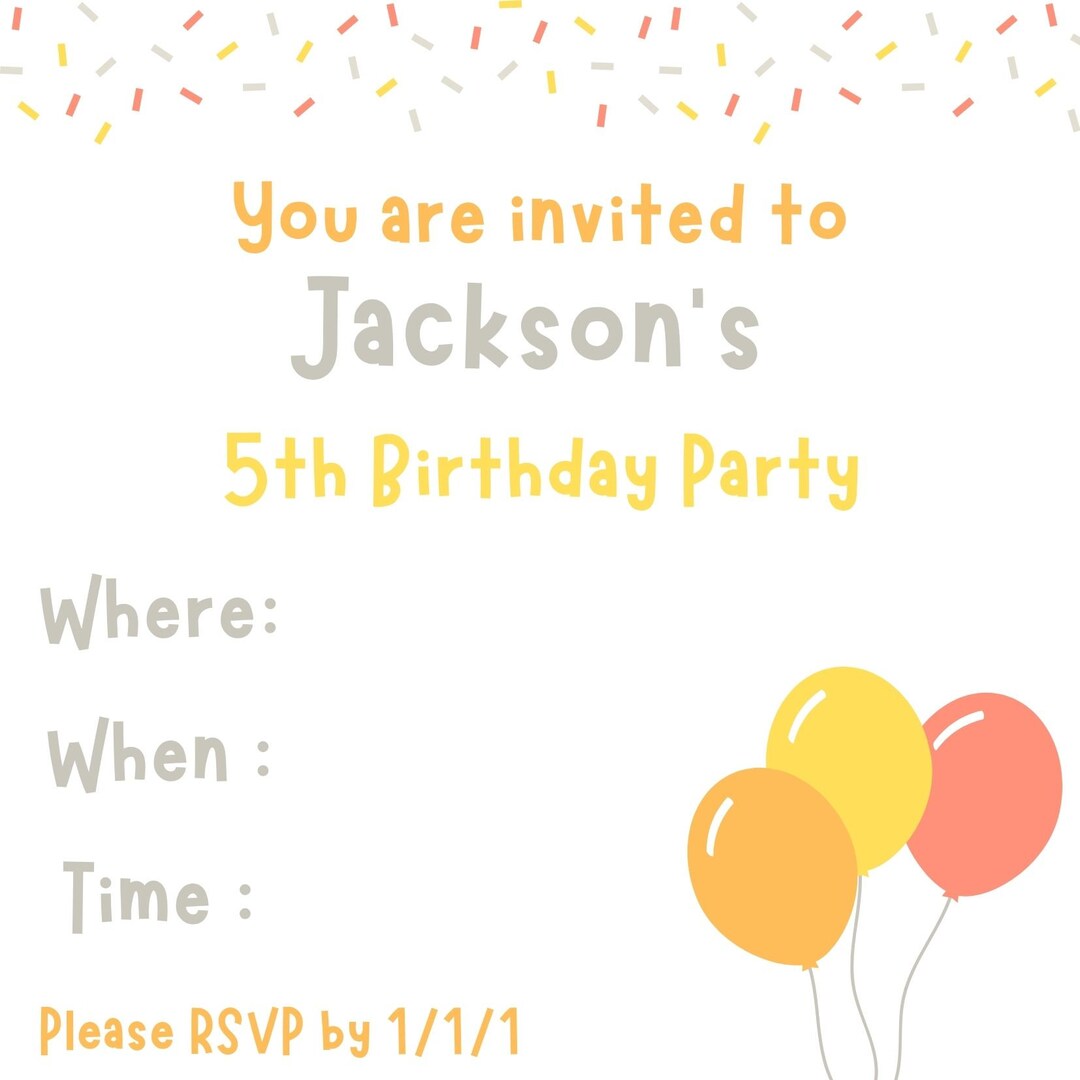 Digital Download Birthday Party Invitation Personalised Custom Made Etsy Digital Download Birthday Party Invitation Personalised Custom Made Etsy