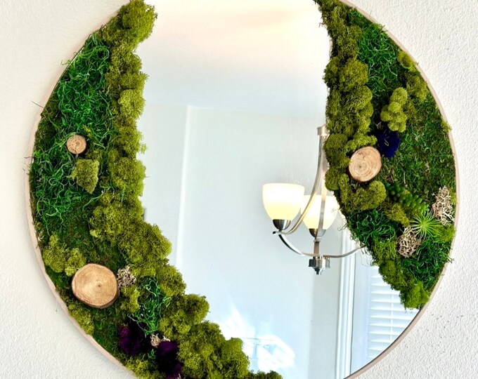Preserved Moss Mirror Decorative Wall Art 28 Inches Large Decorative ...