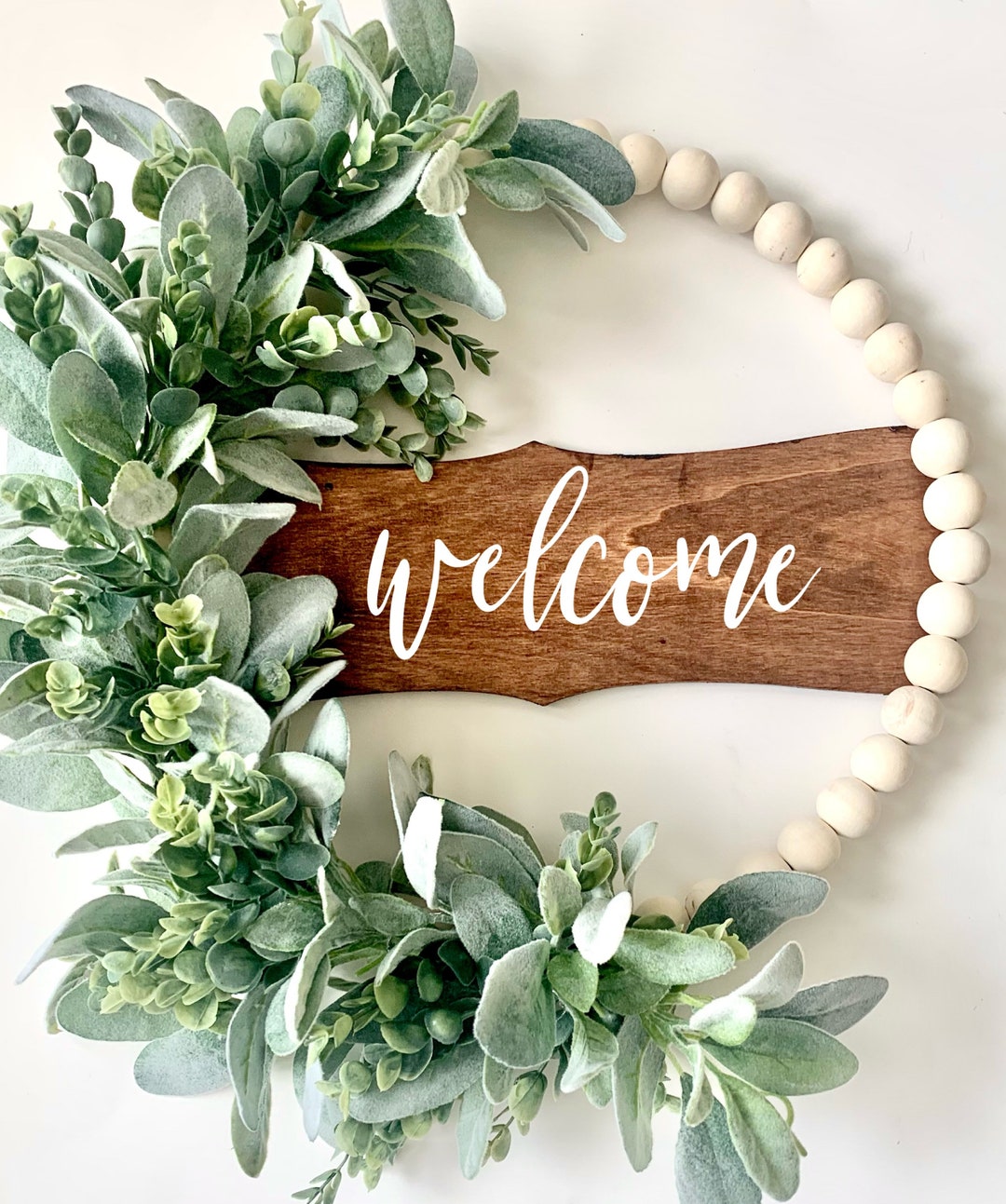 Front Door Welcome Wreath, Welcome to Our Home /lambs Ear/ Front Door ...