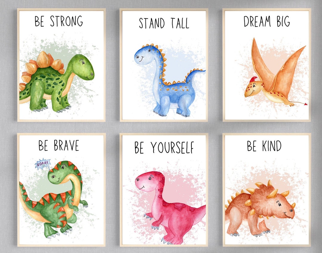 Dinosaur Affirmation Prints|set of 6 Dinosaur Prints|positive Dinosaur ...