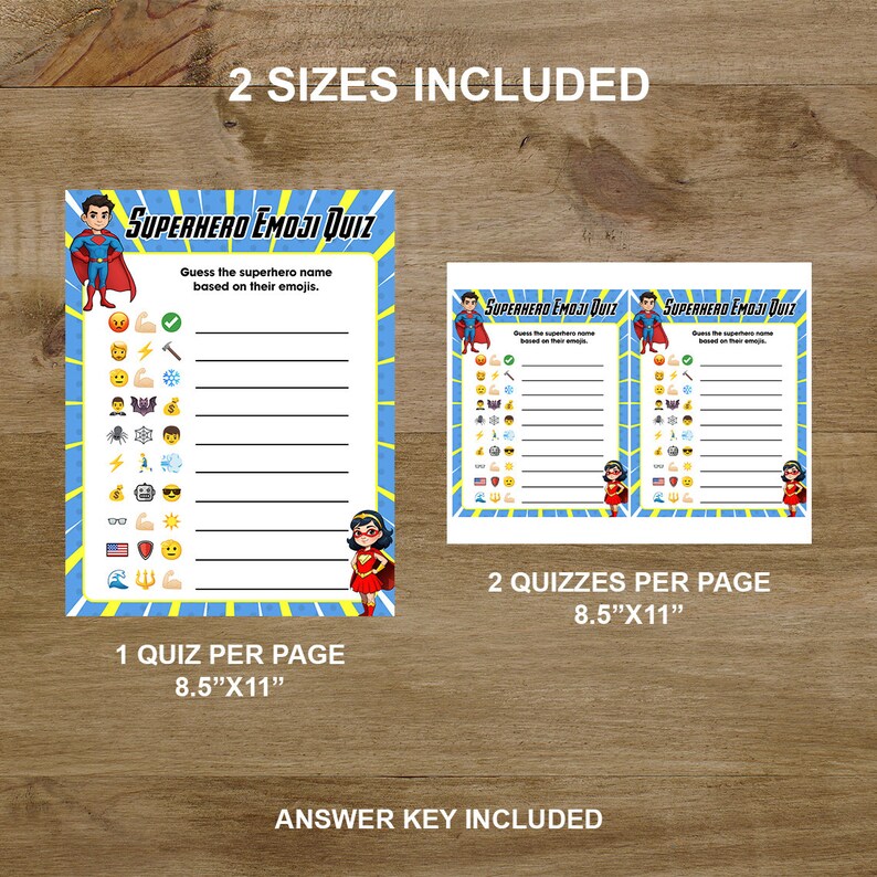 Superhero Emoji Challenge: Printable for Fun Guessing, Printable Game ...