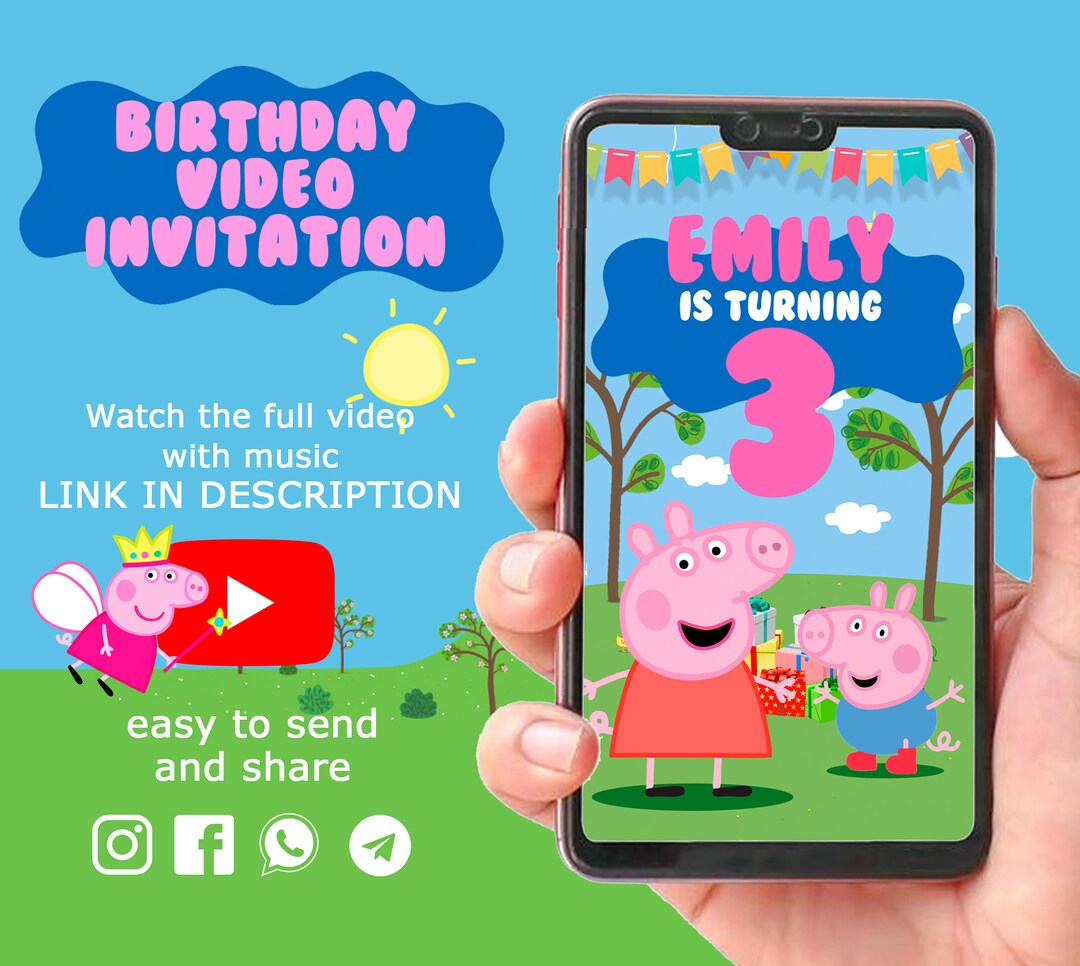 Peppa Pig Invitation Peppa Pig Birthday Invitation Peppa Pig - Etsy