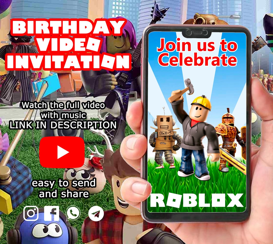 Roblox Invitation, Roblox Birthday Video Invitation, Animated ...