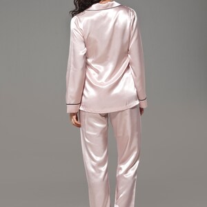 Powder Satin Long Sleeve Pajama Set, Satin Pajamas, Bridesmaid Long Pj ...