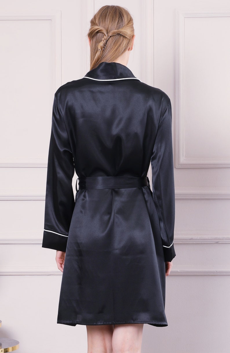 Black Bridal Robe / Satin Bride Dressing Gown / Silky Kimono for ...