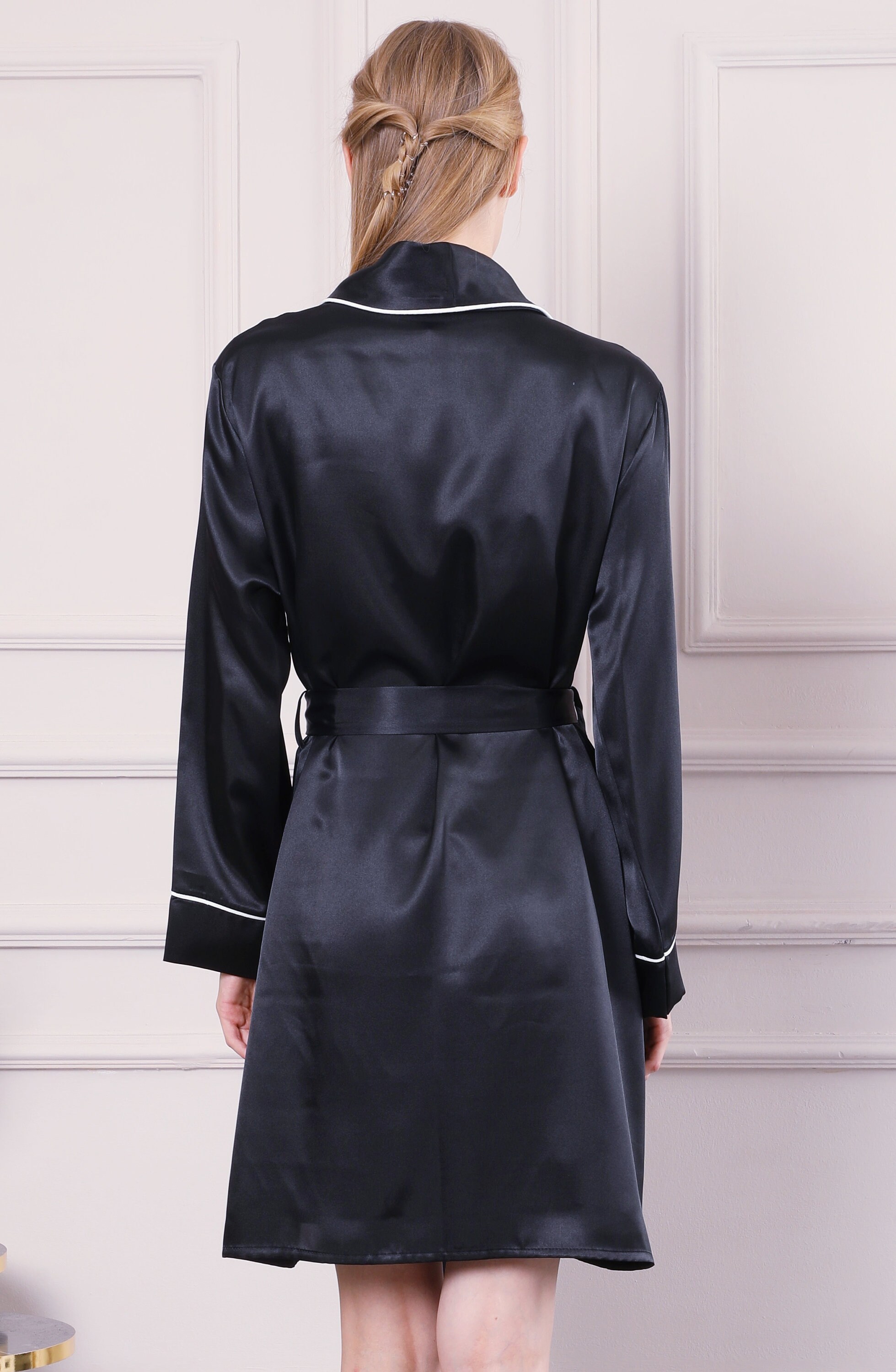 Black Bridal Robe / Satin Bride Dressing Gown / Silky Kimono for ...