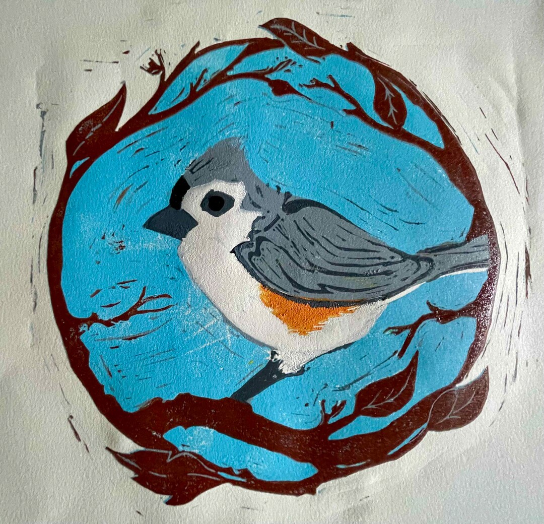Tufted Titmouse. Multi Color Reduction Print. - Etsy