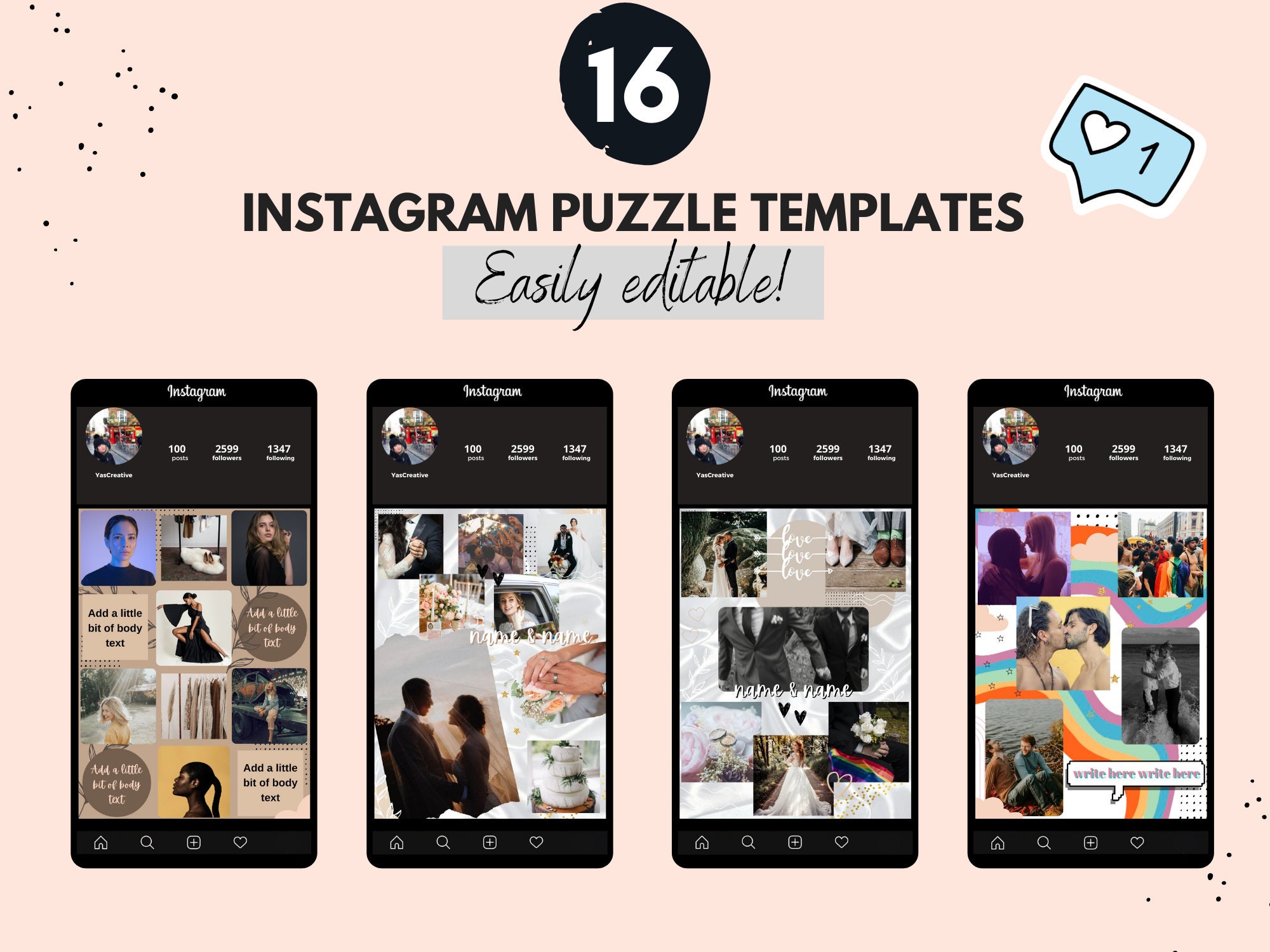 16 Instagram Puzzles Templates Editable in Canva Instagram - Etsy