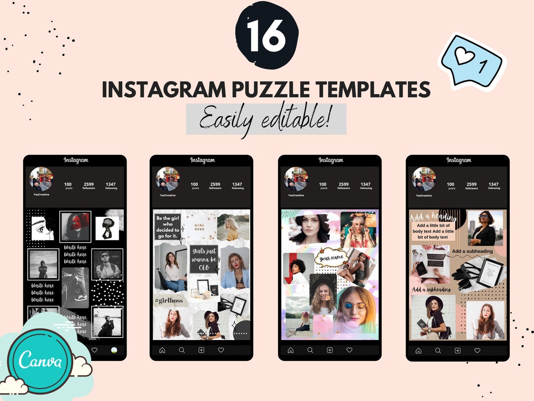 16 Instagram Puzzles Templates Editable in Canva Instagram - Etsy