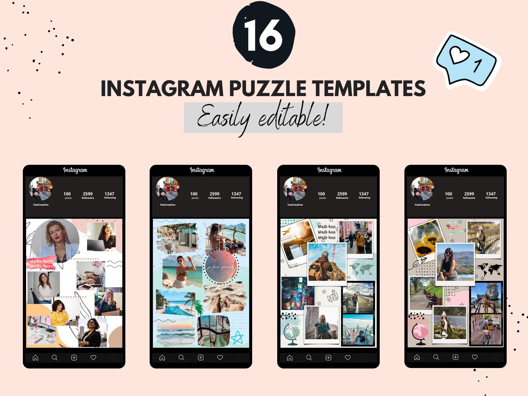 16 Instagram Puzzles Templates Editable in Canva Instagram - Etsy