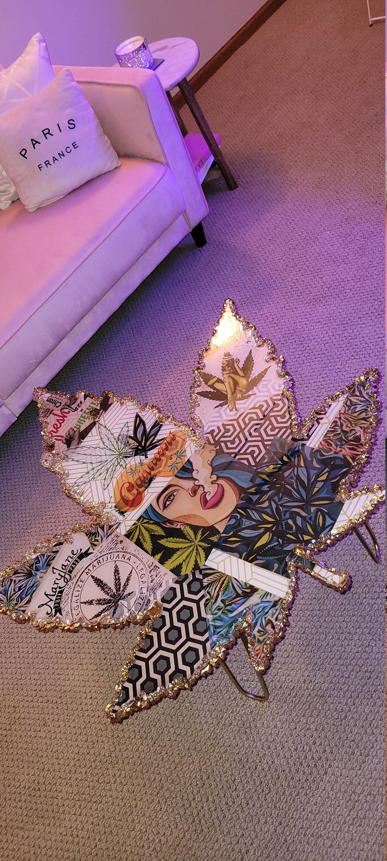High End Custom Epoxy Table Crystal Bling Weed Marijuana Cannabis Herb ...