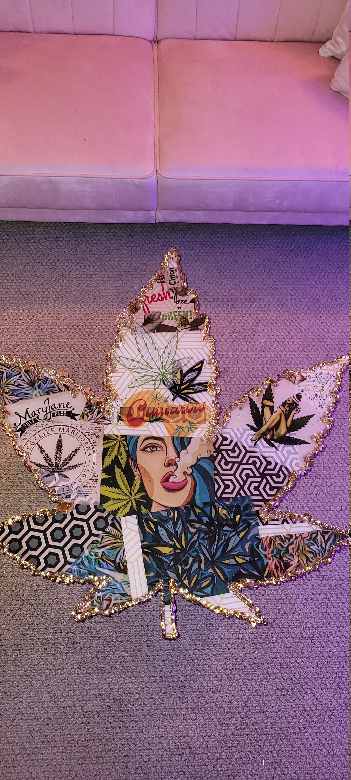High End Custom Epoxy Table Crystal Bling Weed Marijuana Cannabis Herb ...