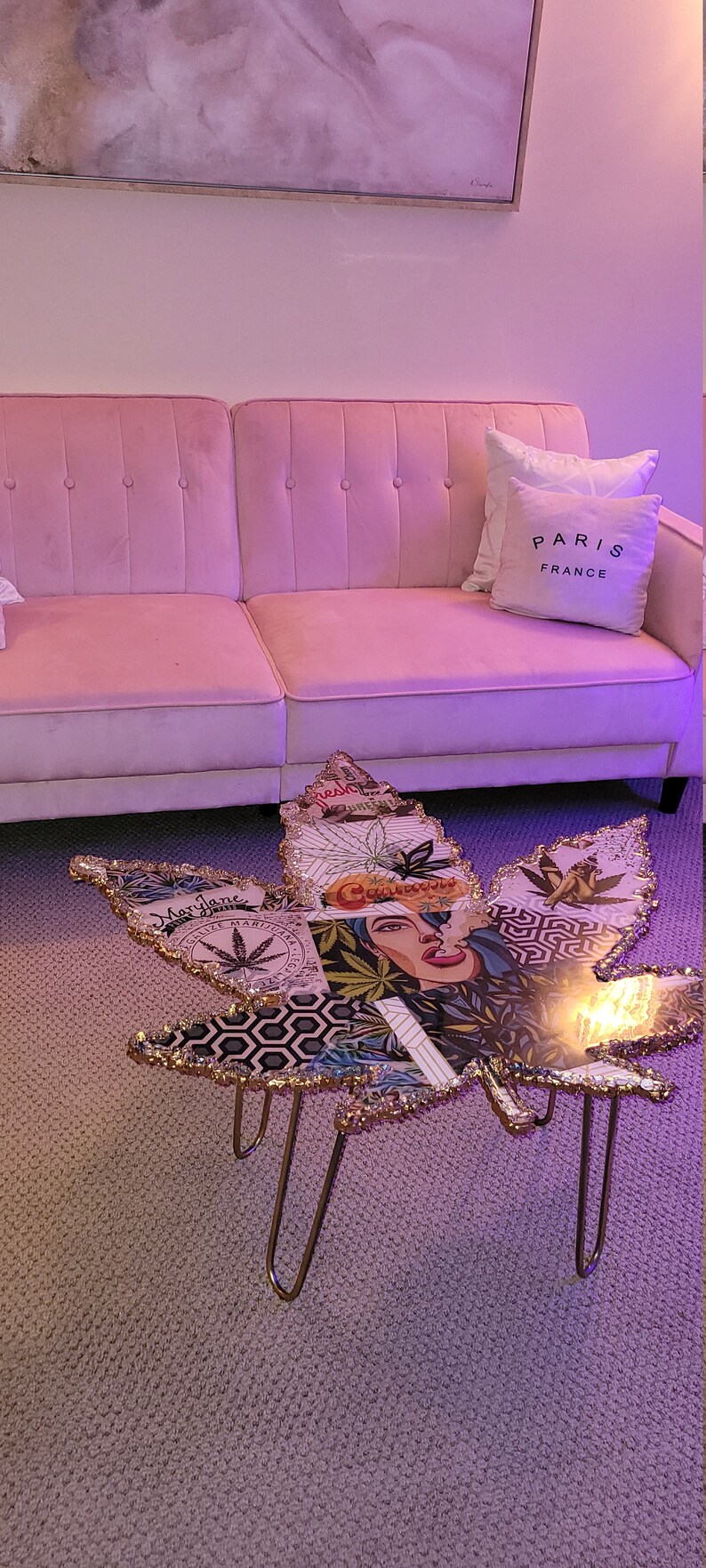 High End Custom Epoxy Table Crystal Bling Weed Marijuana Cannabis Herb ...