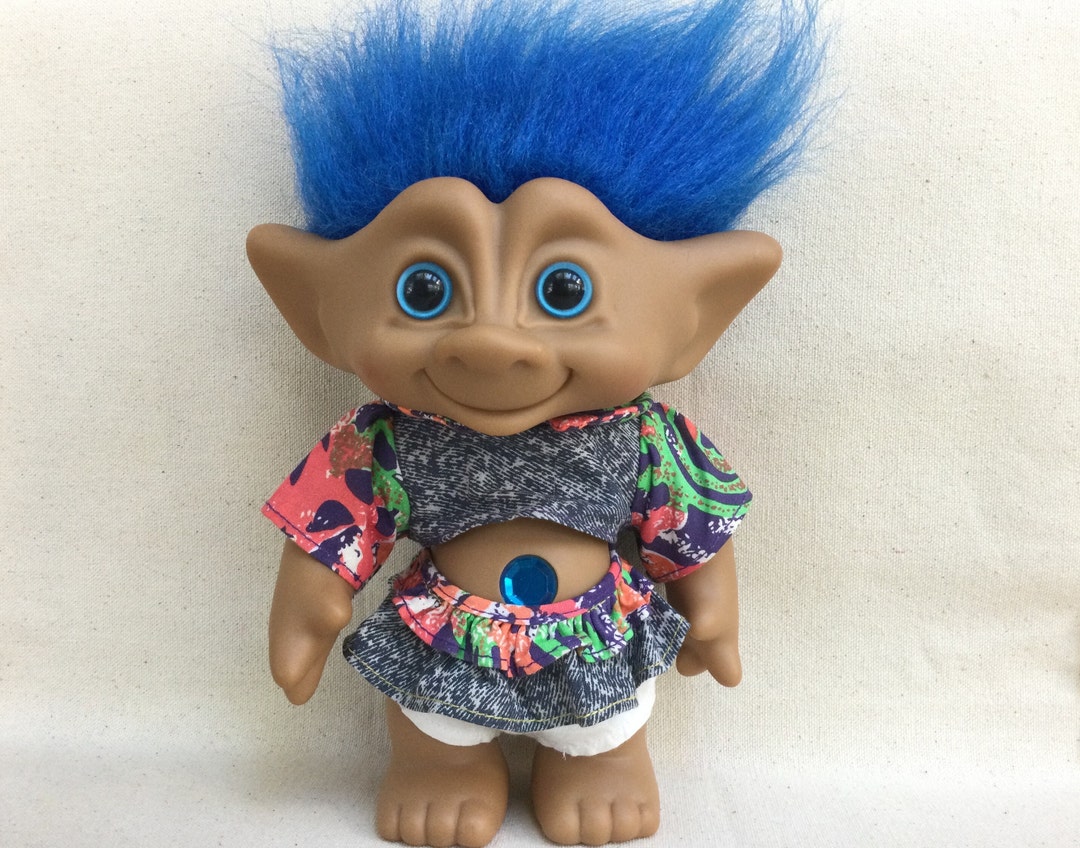 Ace Novelty 8” Blue Hair Troll With Blue Gem Wishstone - Etsy