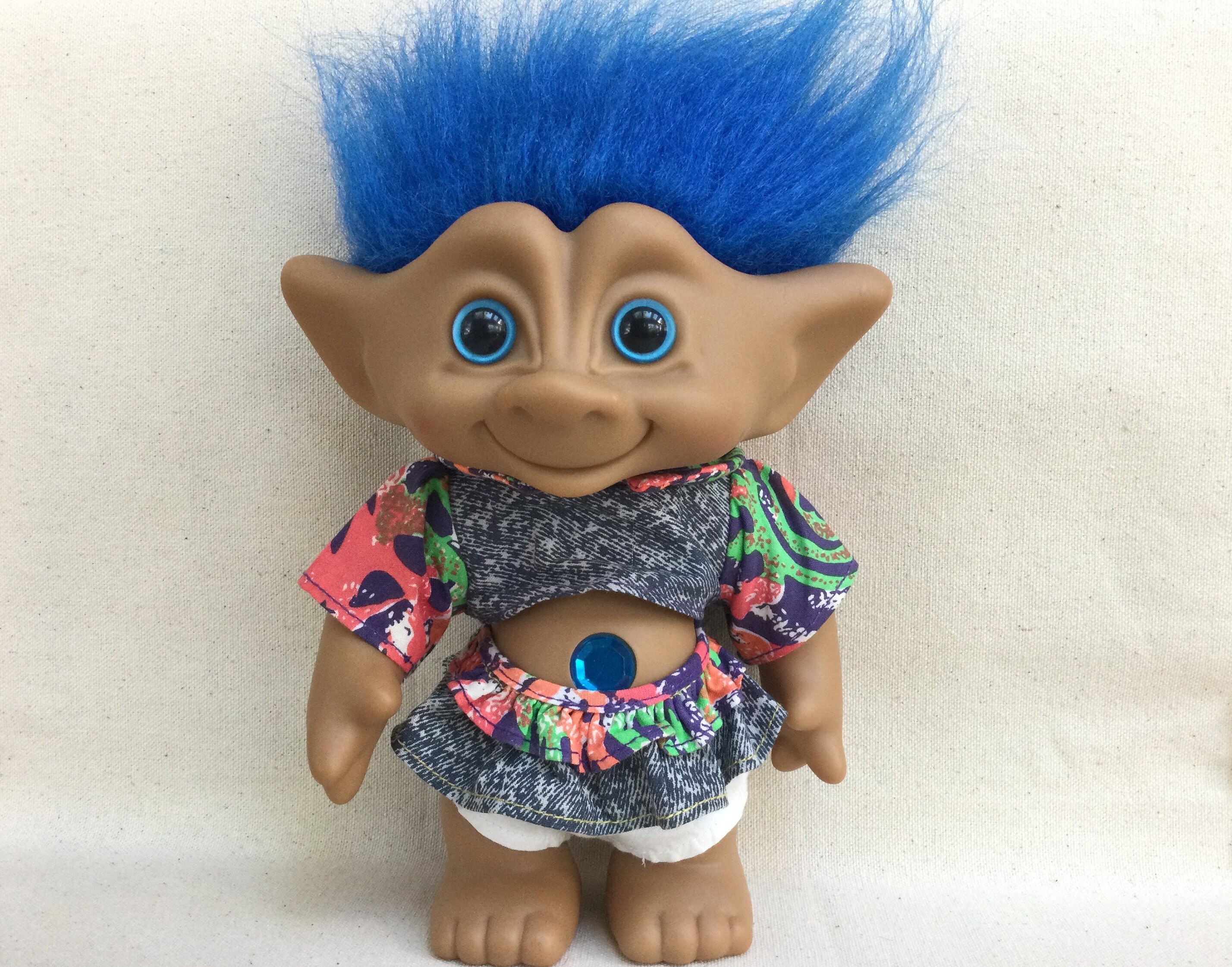 Ace Novelty 8 Blue Hair Troll With Blue Gem Wishstone - Etsy