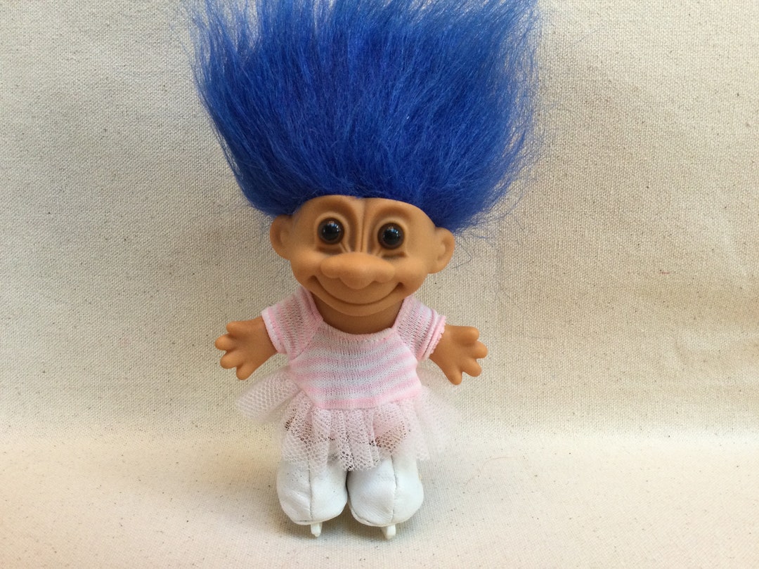 Russ Troll Doll Ice Skater Rare Blue Hair Ice Skater Troll Etsy