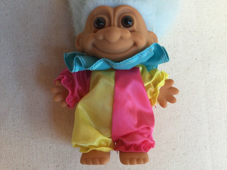 Happy Birthday Troll, 4 Troll Wearing a Clown Suit, Light Blue Hair ...