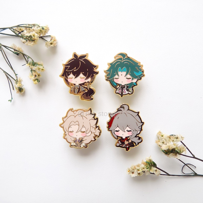 Genshin Impact Cute Characters Hard Enamel Pin & Phone Charm - Etsy