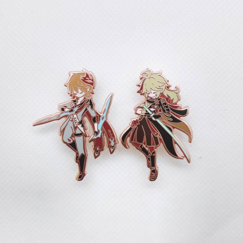 Genshin Impact Cute Characters Hard Enamel Pin Rose Gold | Etsy