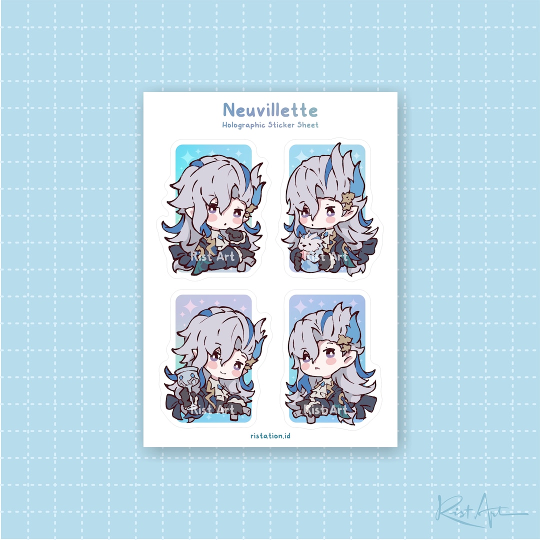 Genshin Impact Mini Holographic Sticker Sheet Neuvillette Journaling ...